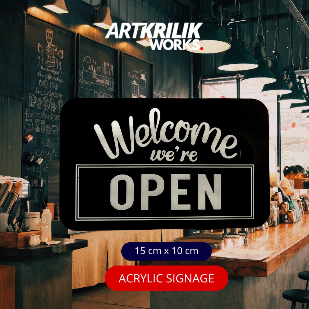 Jual Akrilik Sign Gantung We are Open Closed Bolak Balik 2 sisi ...