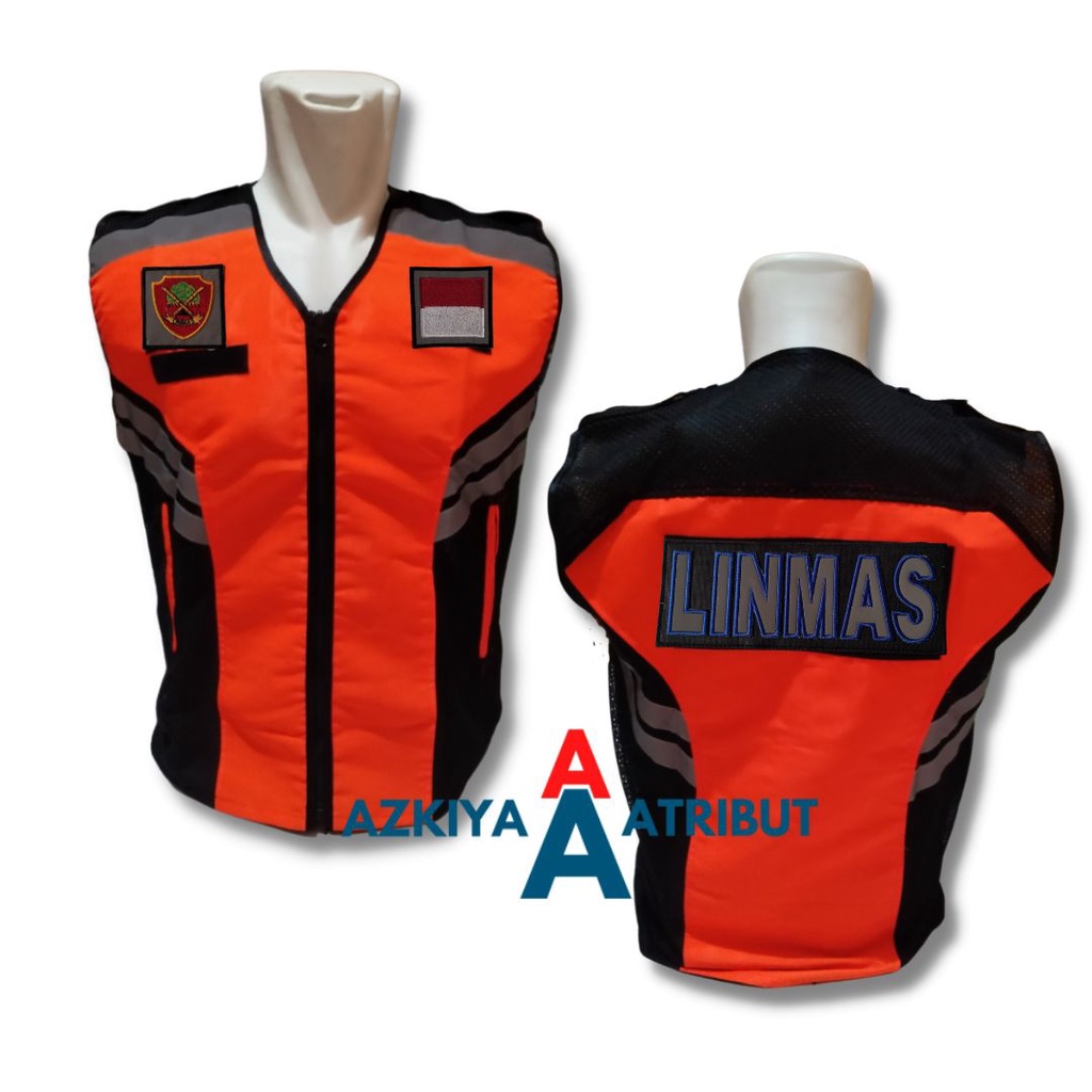 Jual Rompi Linmas Bahan Taslan Waterproof Warna Iga Hitam Orange ...