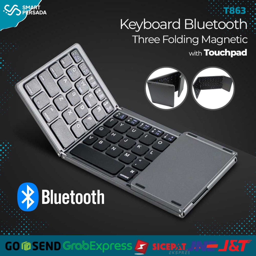Jual Keyboard Lipat Bluetooth Portable Touchpad Laptop IPAD Android MAC ...