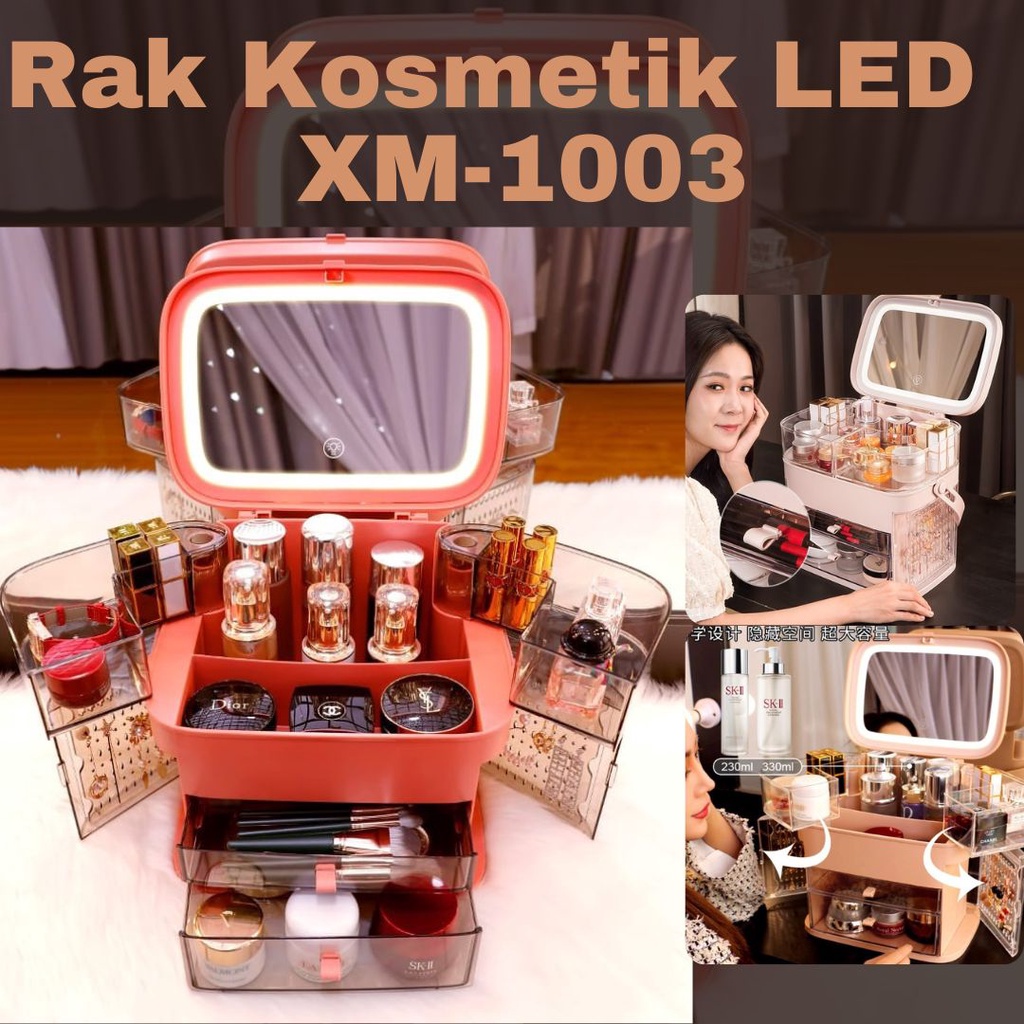 Jual Rak KosmetiK Cermin Led 2102 Kotak Make Up Box Tas Makeup Storage ...