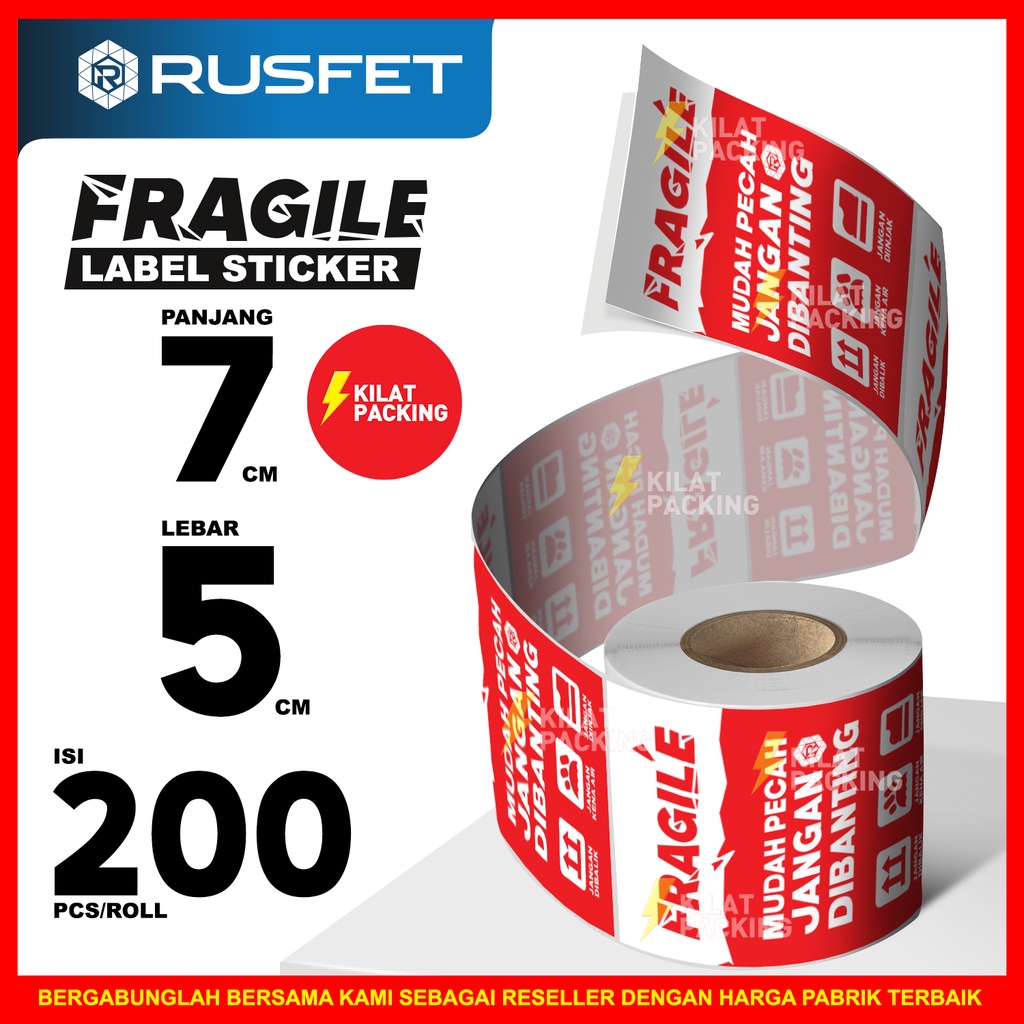 Jual Stiker fragile jangan di banting stiker label pengiriman 7cm x 5cm ...