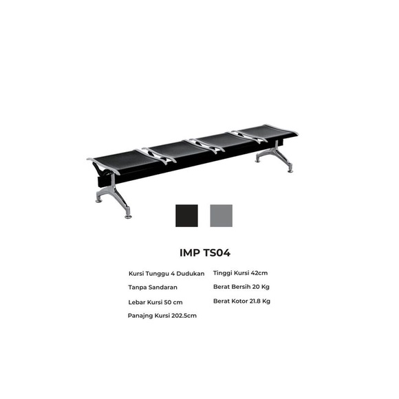 Jual Kursi Bandara Kursi Tunggu 4 Dudukan Tanpa Sandaran Importa Ts04 Promo | Shopee Indonesia