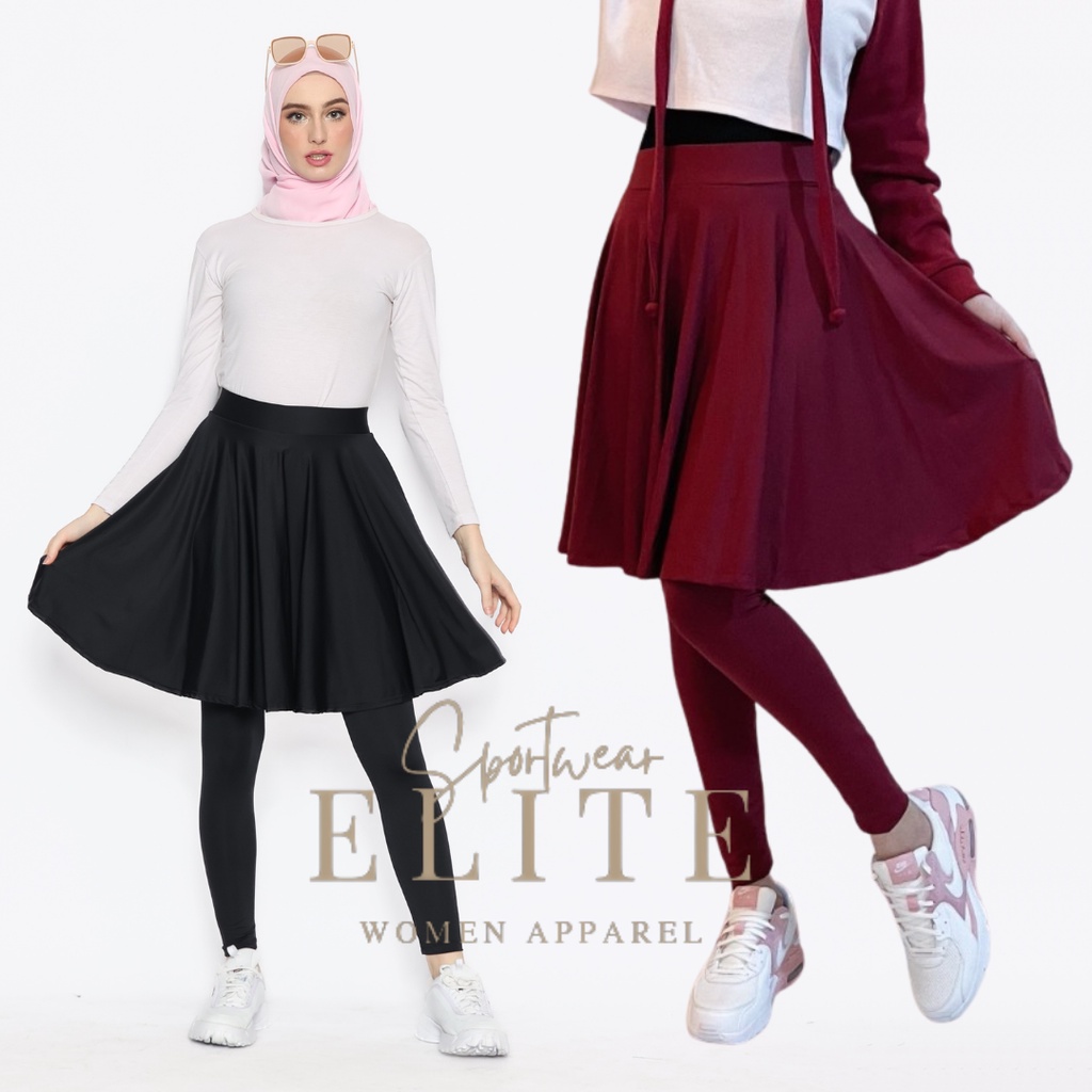 Jual ELITE legging Skirt Premium | MSLM | 6 Warna | Legging Rok Wanita ...