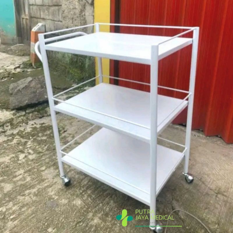 Jual trolley instrumen 3 rak susun / meja instrumen / troli instrumen 3 ...