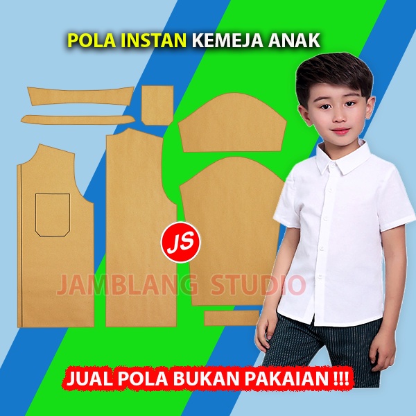Jual Pola Instan Kemeja Anak Laki-Laki All Size [6 Size 2-12 tahun] Pola Semua Ukuran Jamblang ...
