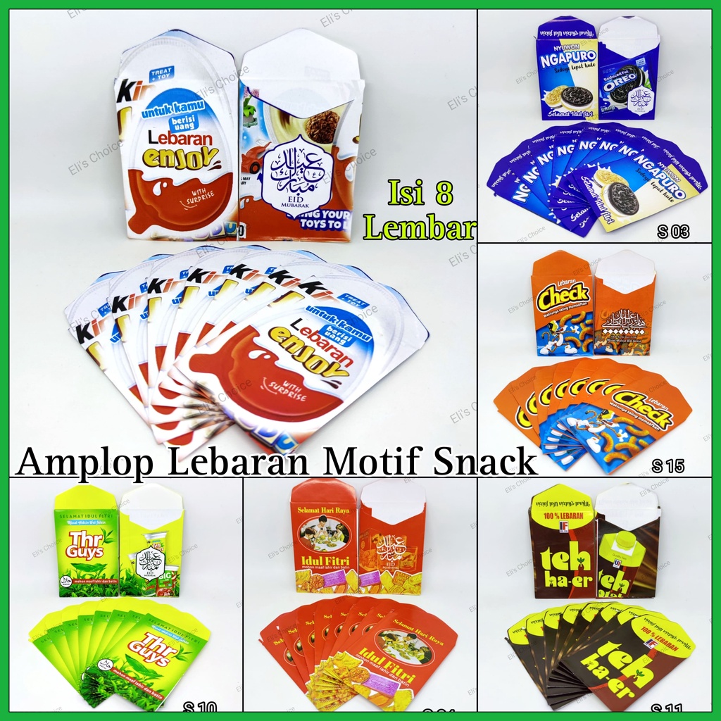 Jual AMPLOP / ANGPAO LEBARAN MOTIF SNACK UNIK LUCU HARI RAYA IDUL FITRI ...