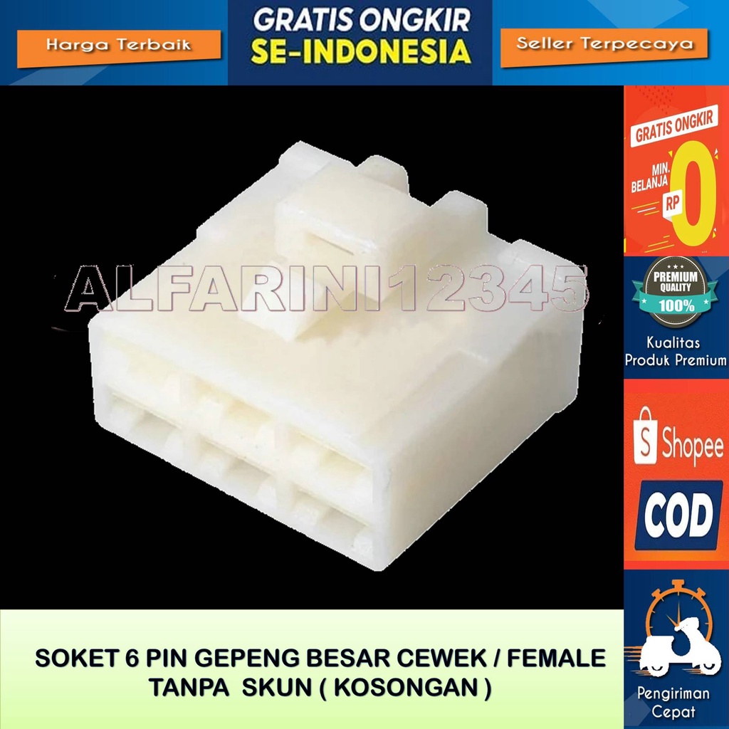 Jual soket konektor 6 pin female kosongan tanpa skun bahan nilon nylon ...