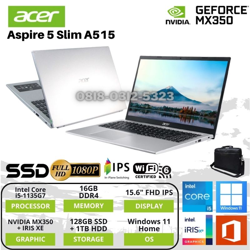 Jual Laptop Acer Gaming A515 Intel Core I5-1135G7 Ram 16gb 128gb SSD + HDD 1tb VGA Nvidia ...