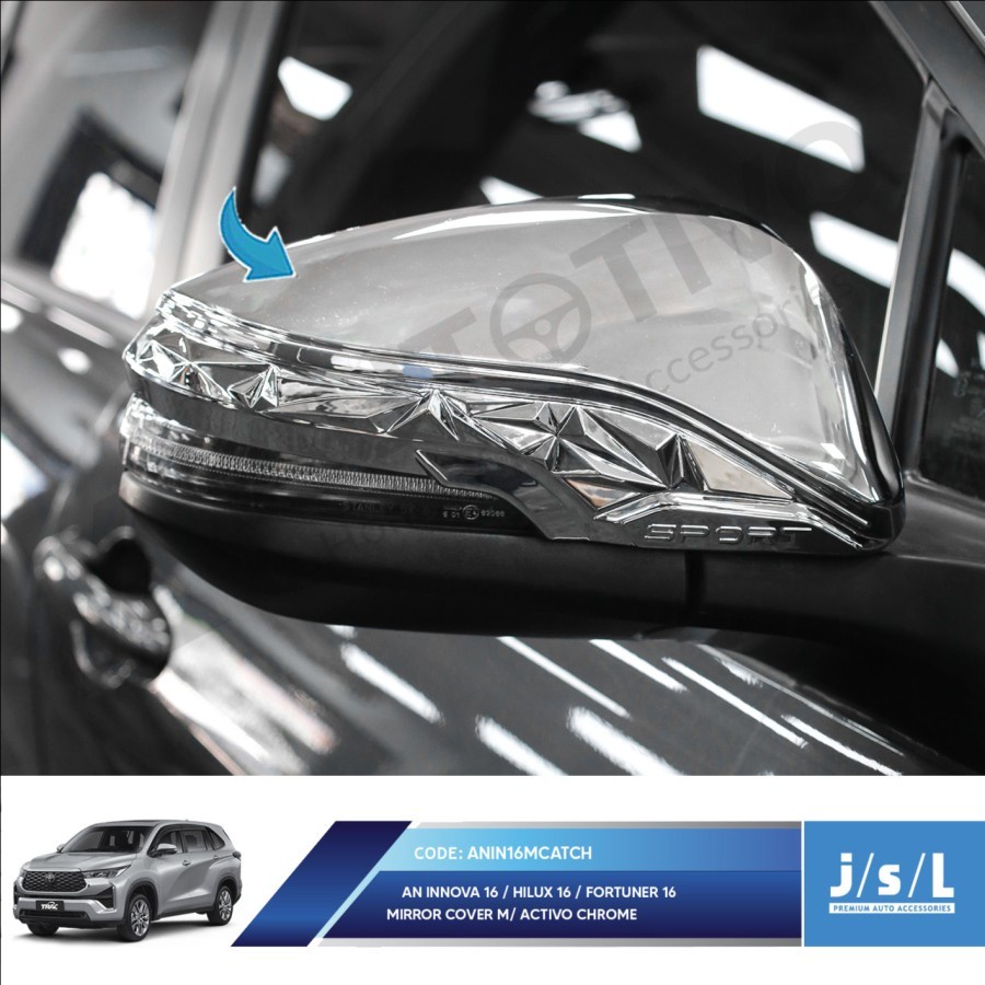 Jual Mirror Cover Spion Innova Zenix Activo Chrome JSL Cover Spion ...