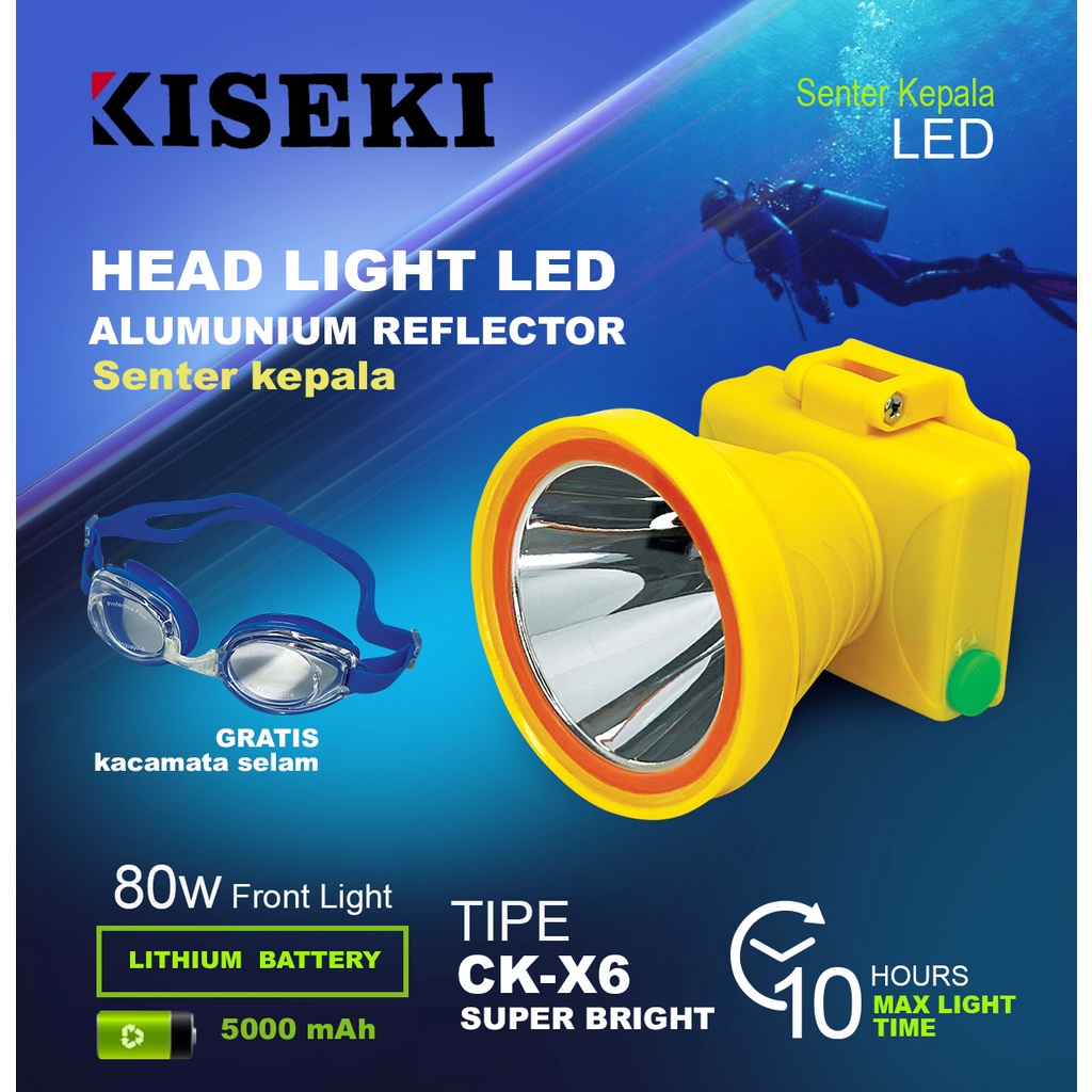 Jual Kiseki Senter Kepala CK-X6 80w Senter Selam Headlamp Super Bright ...