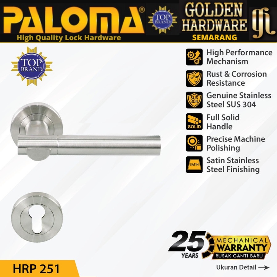 Jual PALOMA HRP 251 Handle Pintu Roses Solid Stainless Lever Gagang ...