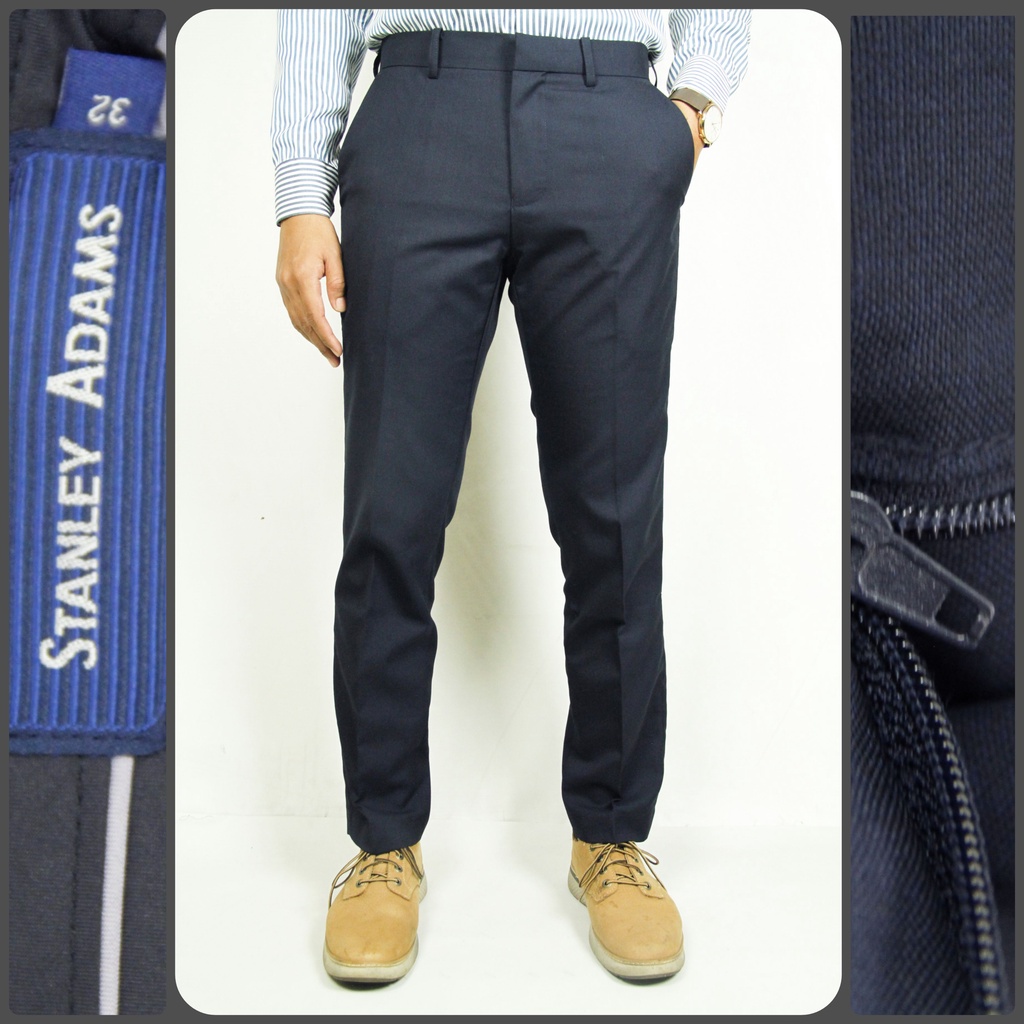 Jual [COD] Celana Pria Formal STANLEY ADAMS Dark Biru Gelap/Dark Blue ...