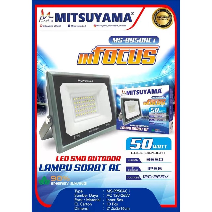 Jual Lampu Sorot LED AC 30 Watt Mitsuyama MS-9930AC inFocus Colok Listrik | Shopee Indonesia
