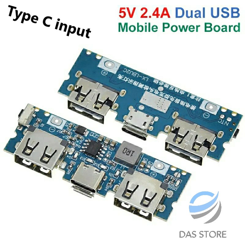 Jual Modul powerbank type c usb input 2.4A fast charging input type c ...