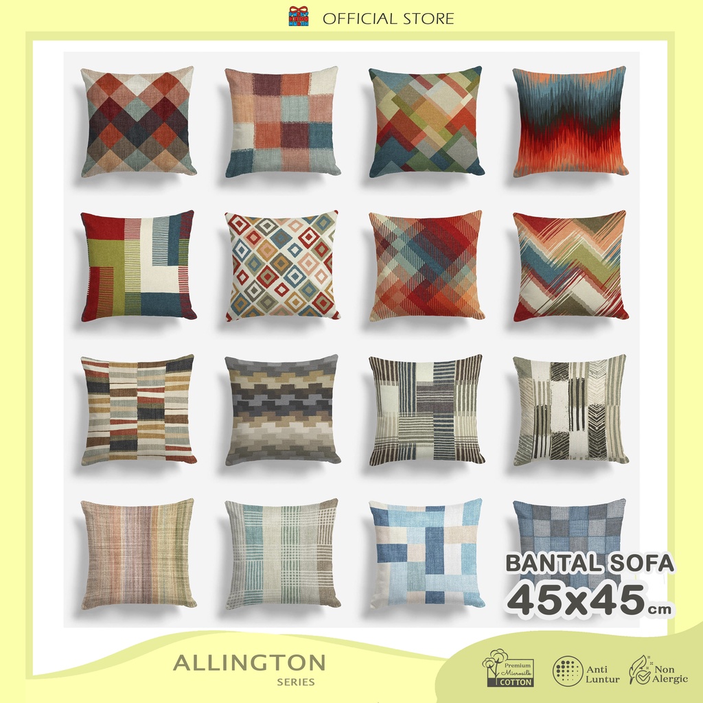 Jual Bantal Sofa Print 45x45 cm Motif Allington Patchwork Canvas ...