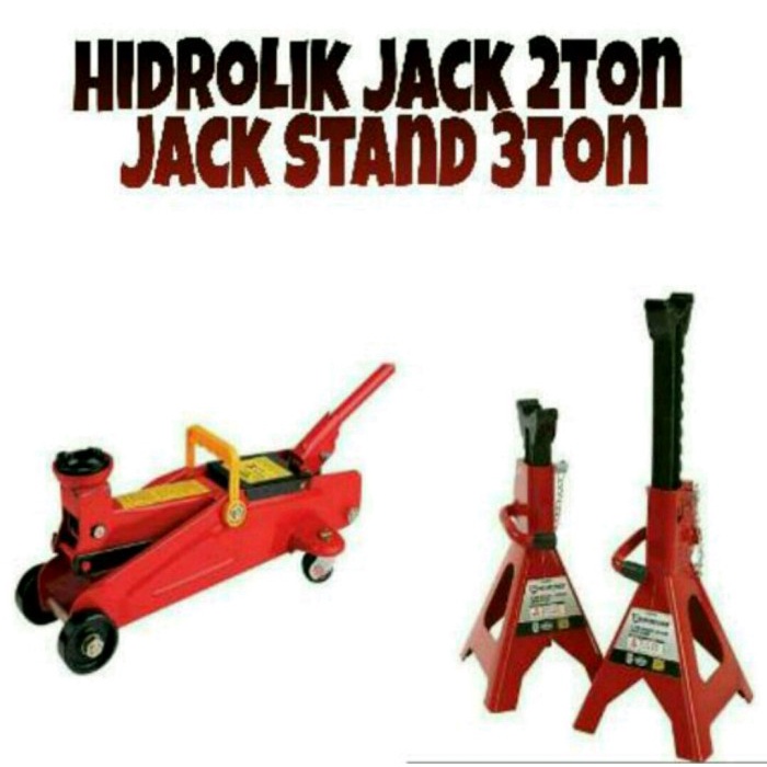 Jual HIDROLIK JACK 2 TON + JACK STAND 3 TON / DONGKRAK BUAYA 2 TON ...