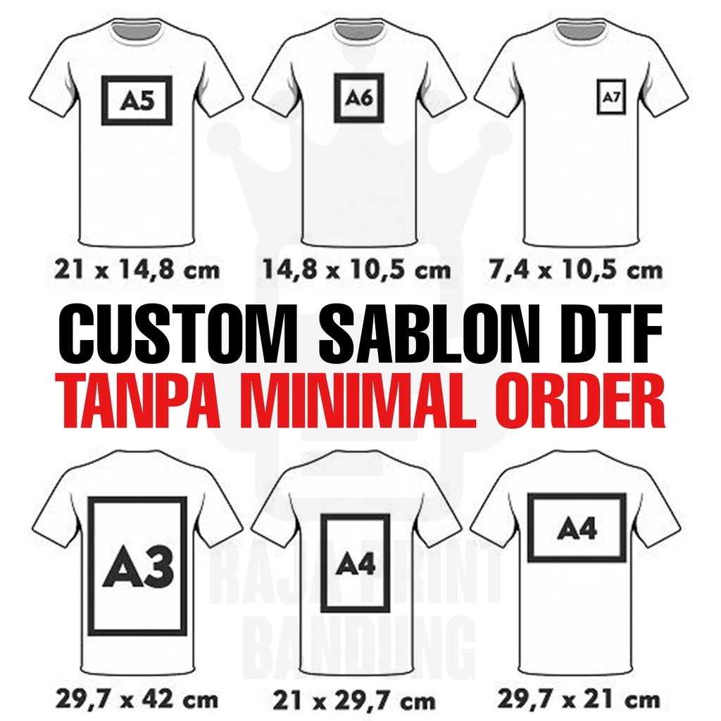 Jual Sablon Setrika DTF Satuan Custom Gambar dan Ukuran Print Untuk Kaos Baju | Shopee Indonesia
