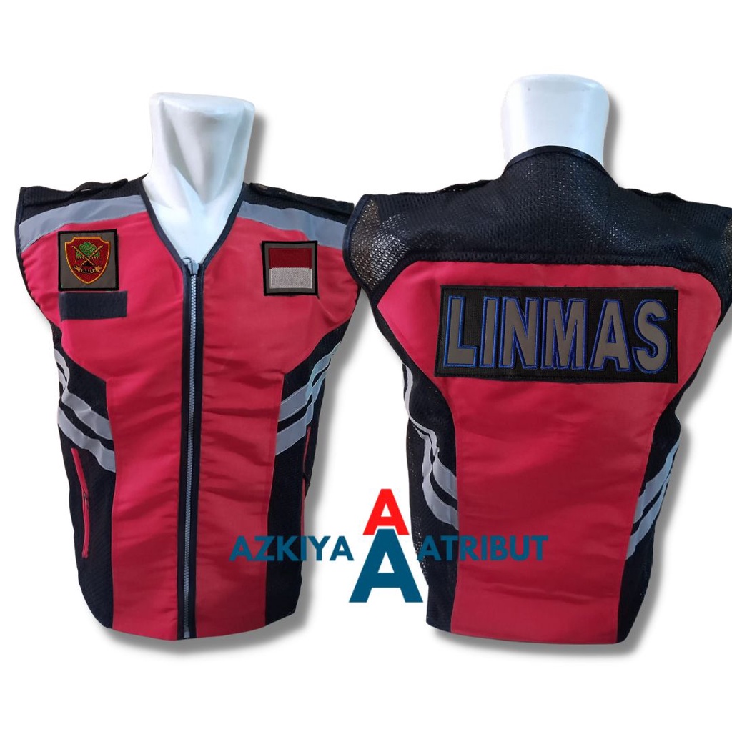Jual Rompi Linmas Bahan Taslan Waterproof Warna IGa Hitam Merah | Rompi ...