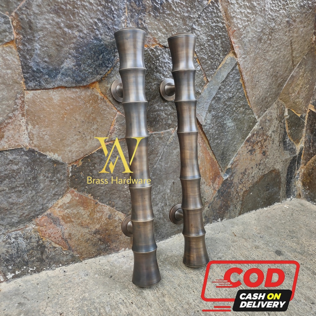 Jual Handle Pintu Rumah Kuningan Antik Motif Bambu 40 cm 2 pcs | Shopee ...