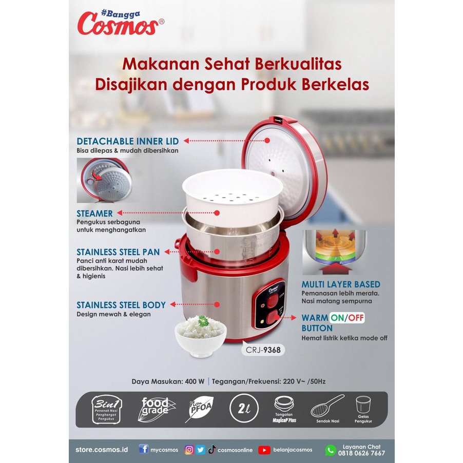 Jual MAGIC COM RICE COOKER COSMOS CRJ 9308 9303 PANCI DAN BODY ...