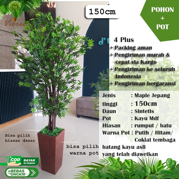 Jual BISA COD #1 Pohon Plastik Besar Tinggi Maple Jepang Hijau 150 ...
