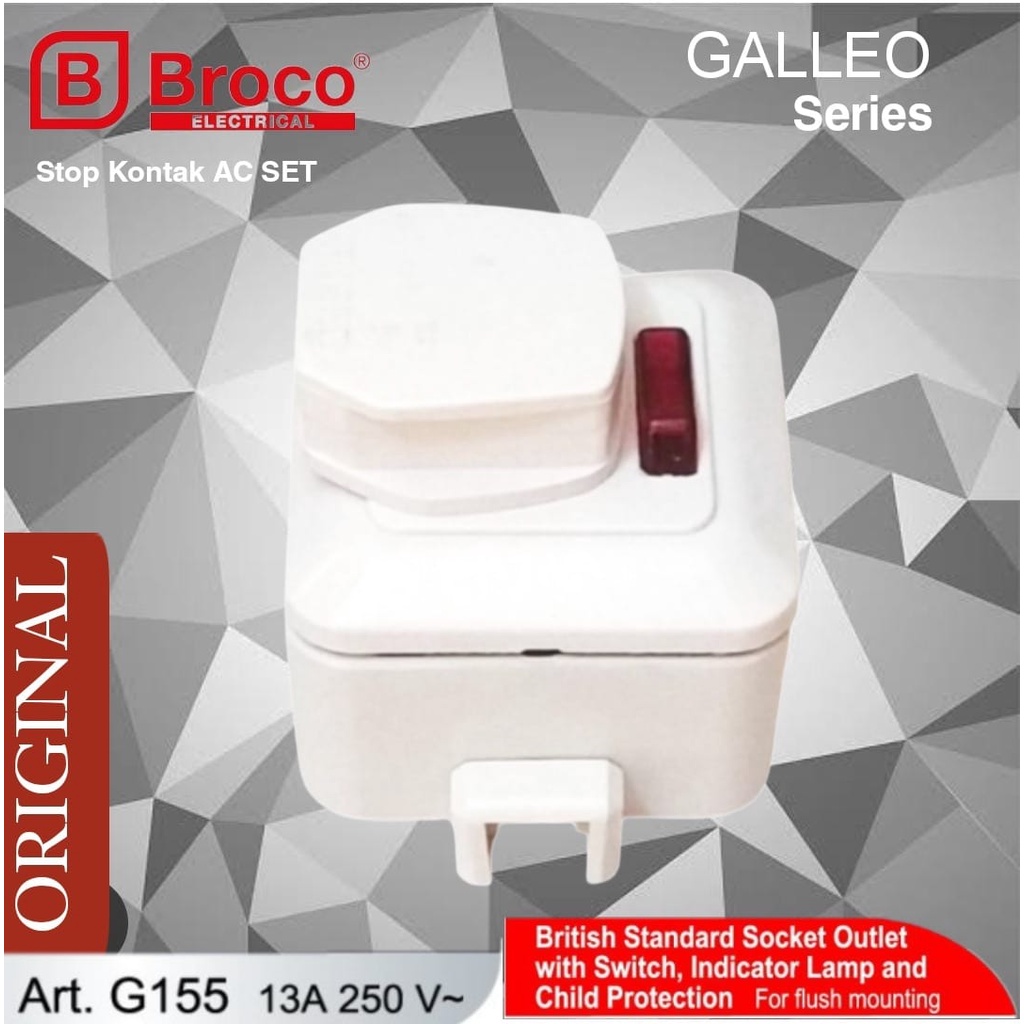 Jual Broco B-G155 Stop Kontak Galleo Show White / Stop Kontak AC Broco Show White / Broco G155 ...