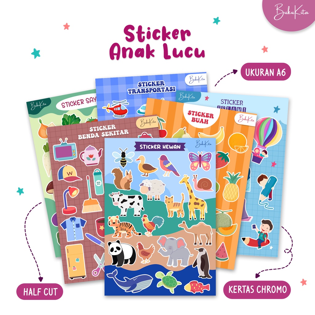 Jual Stiker Mainan Anak PAUD TK SD Half Cut Potong Setengah Islami ...
