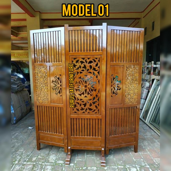 Jual PJ1 Sketsel Ruangan Minimalis Kayu Jati Harga Murah Untuk Penyekat ...