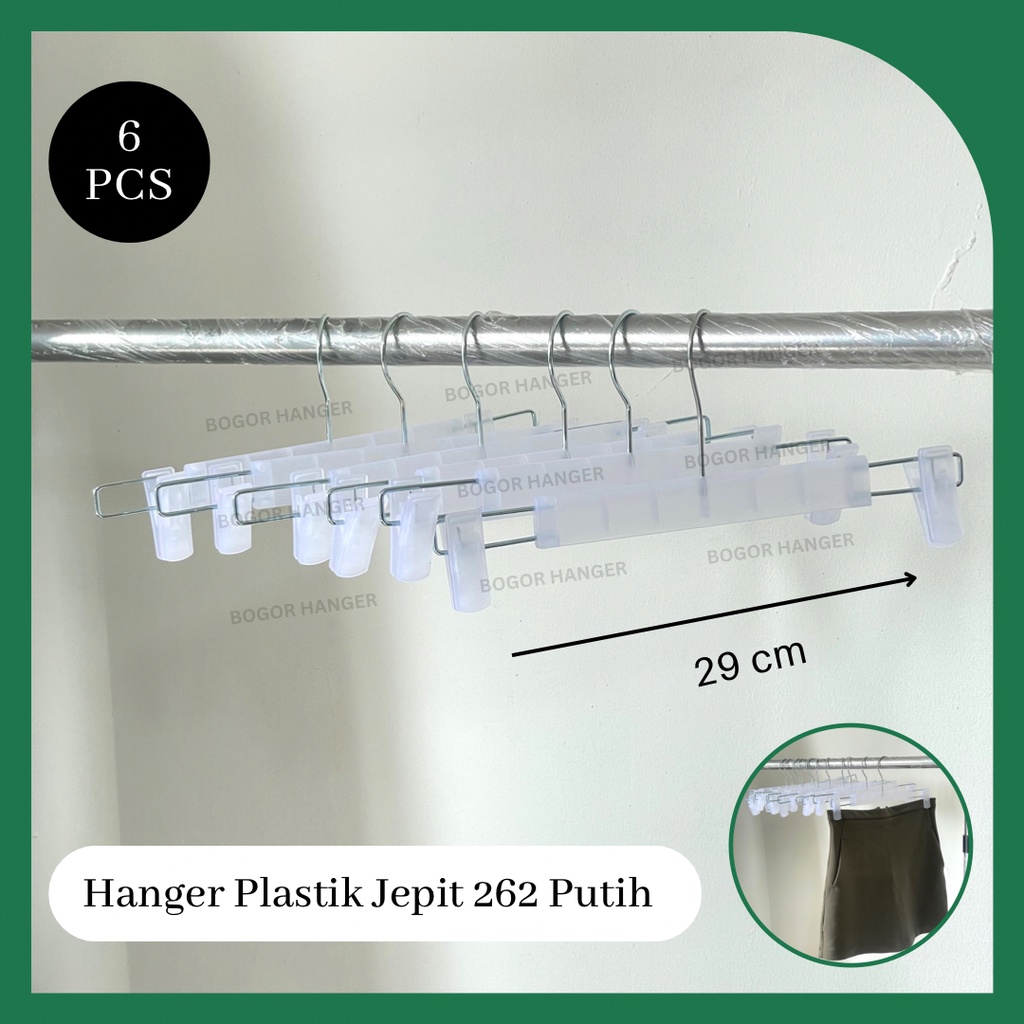 Jual (PER 6 PCS) Hanger Jepit Celana Rok 262 Besi Plastik Warna Putih ...