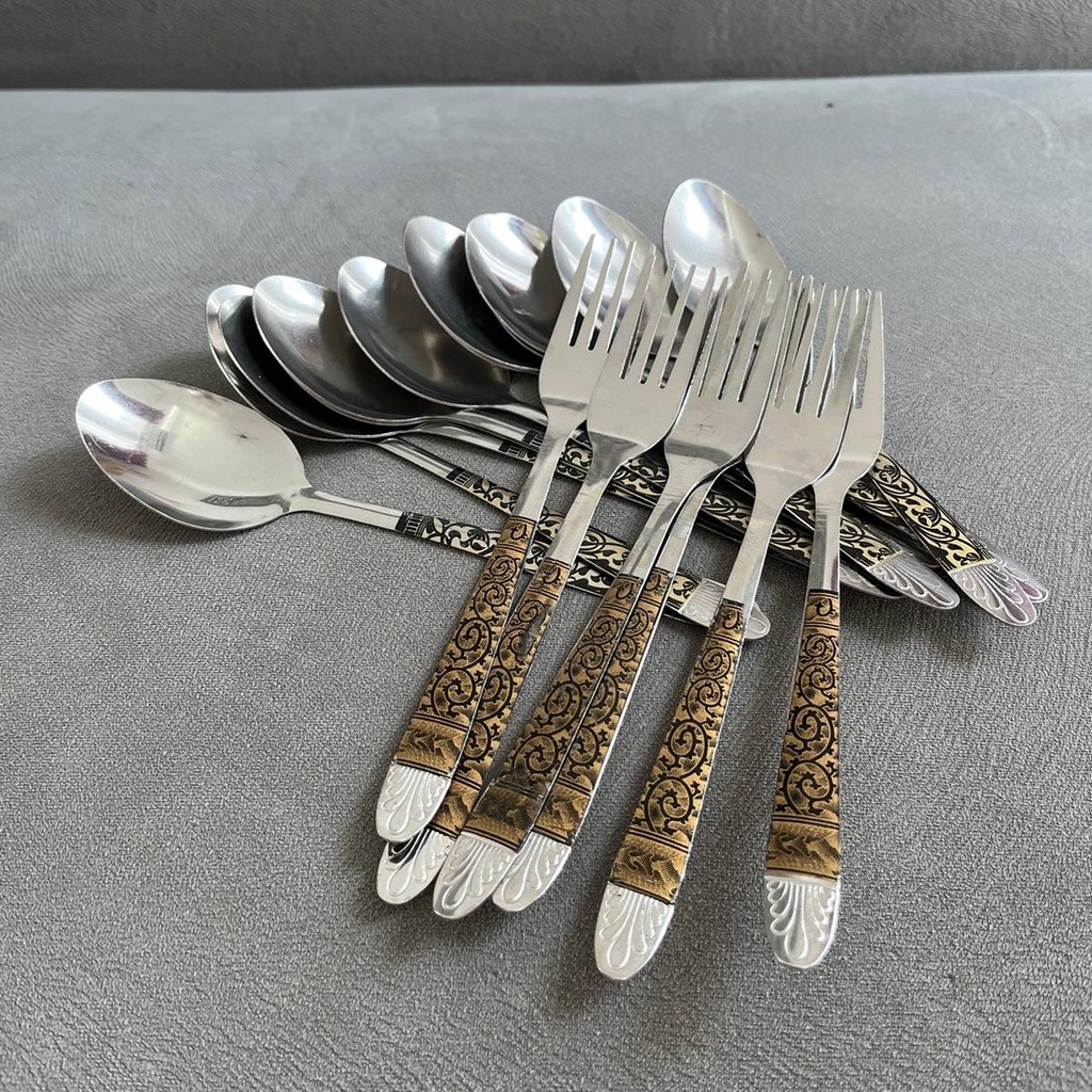 Jual PAKET 3 LUSIN SEDOK MAKAN STAINLESS STELL MOTIF BATIK / SENDOK DAN ...