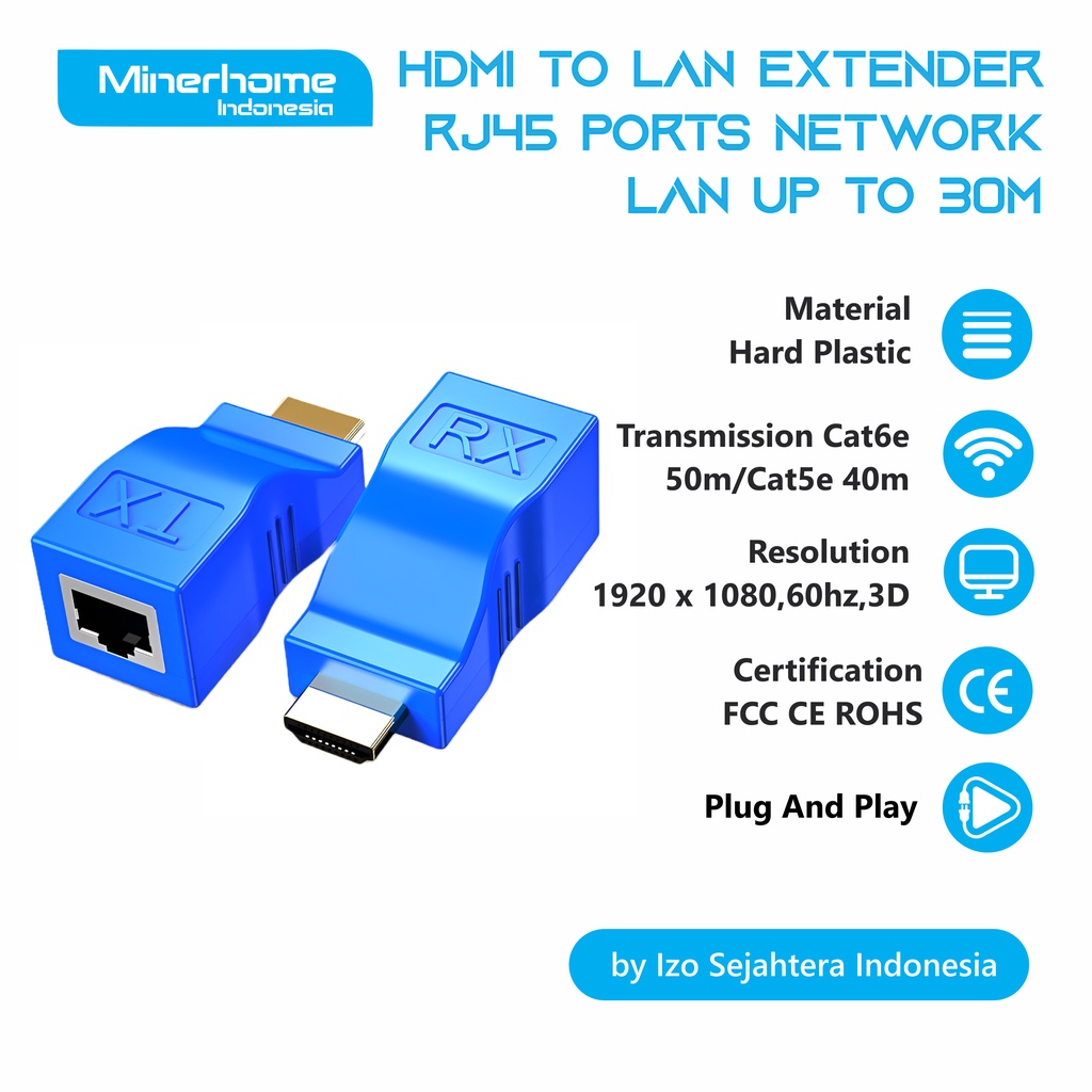 Jual HDMI to LAN Extender RJ45 Network up to 30 Meter | Shopee Indonesia