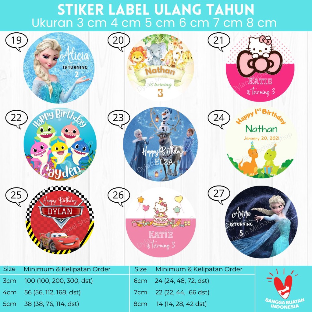 Jual Stiker Ulang Tahun Anak Sticker Ulang Tahun Custom Birthday ...