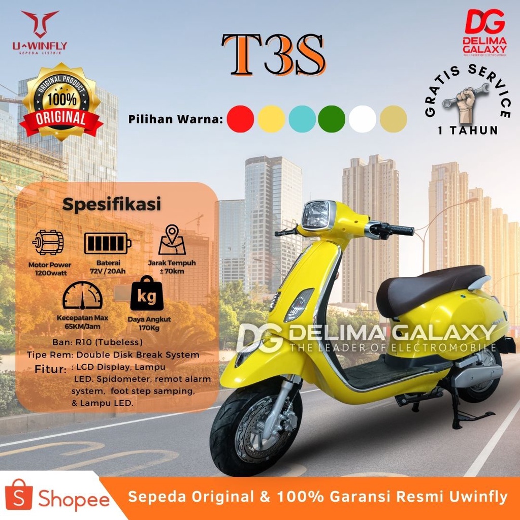 Jual MOTOR LISTRIK UWINFLY T3S / GARANSI RESMI UWINFLY | Shopee Indonesia