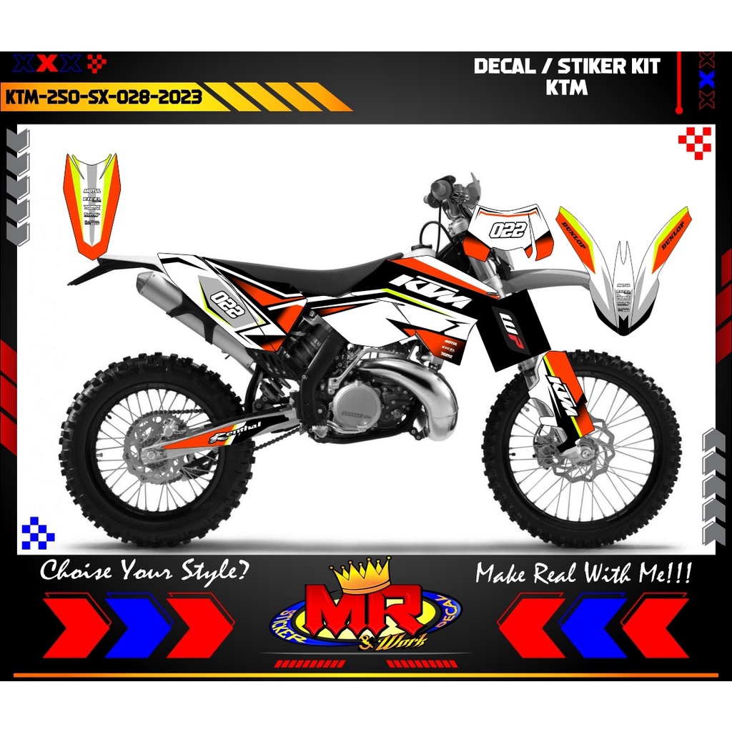 Jual Decal Kit Stiker Motor KTM 250 SX Premium Decal Trail Custom ...
