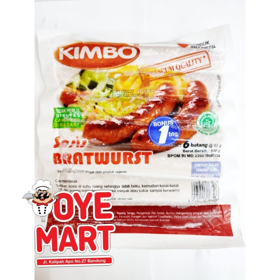 Jual KIMBO SOSIS BRATWURST 500GR ISI 6PCS / SOSIS SAPI DAN AYAM ...
