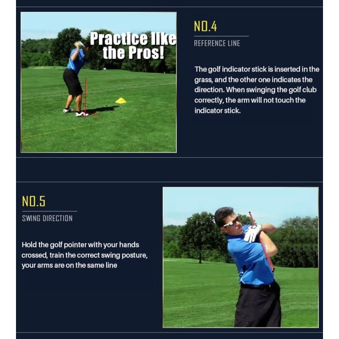 Jual Pgm Golf Alignment Stick Set Swing Path Indicator Trainer Practice ...