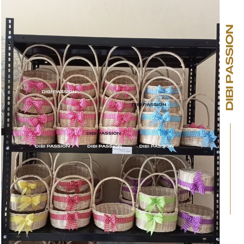 Jual KERANJANG ROTAN BULAT PITA 20CM/ KERANJANG SOUVENIR/ KERANJANG ...