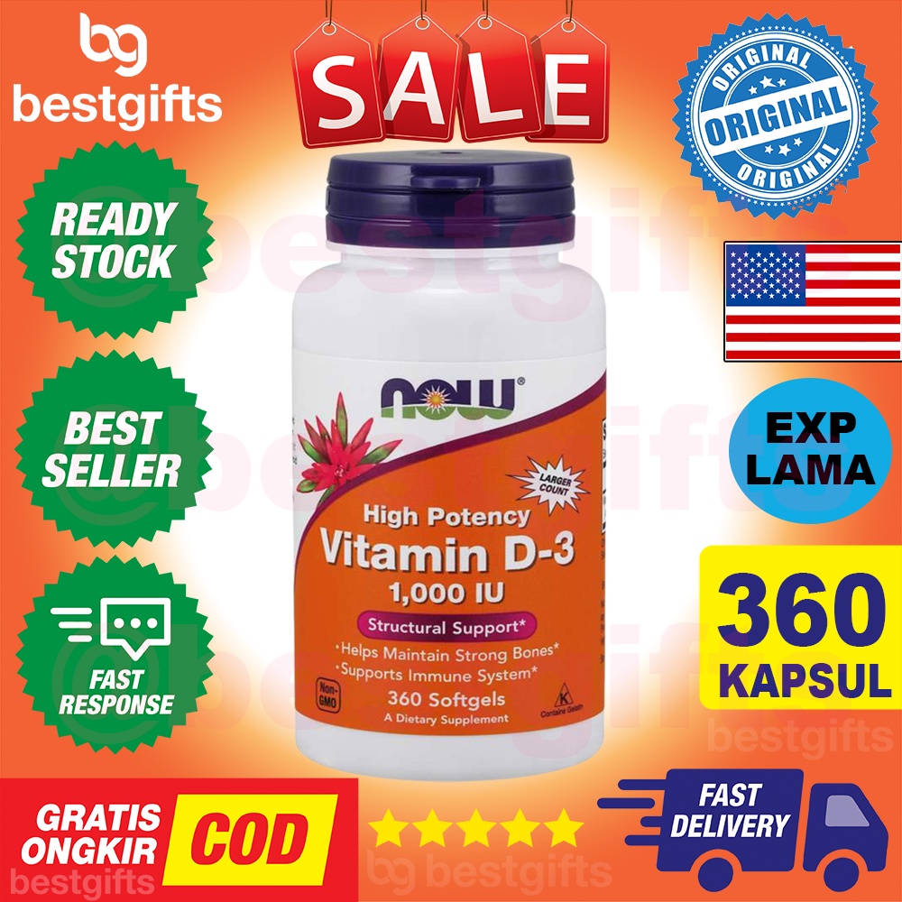 Jual NOW SUPPLEMENTS VITAMIN D-3 1000 IU VITAMIN D3 MENINGKATKAN SISTEM ...