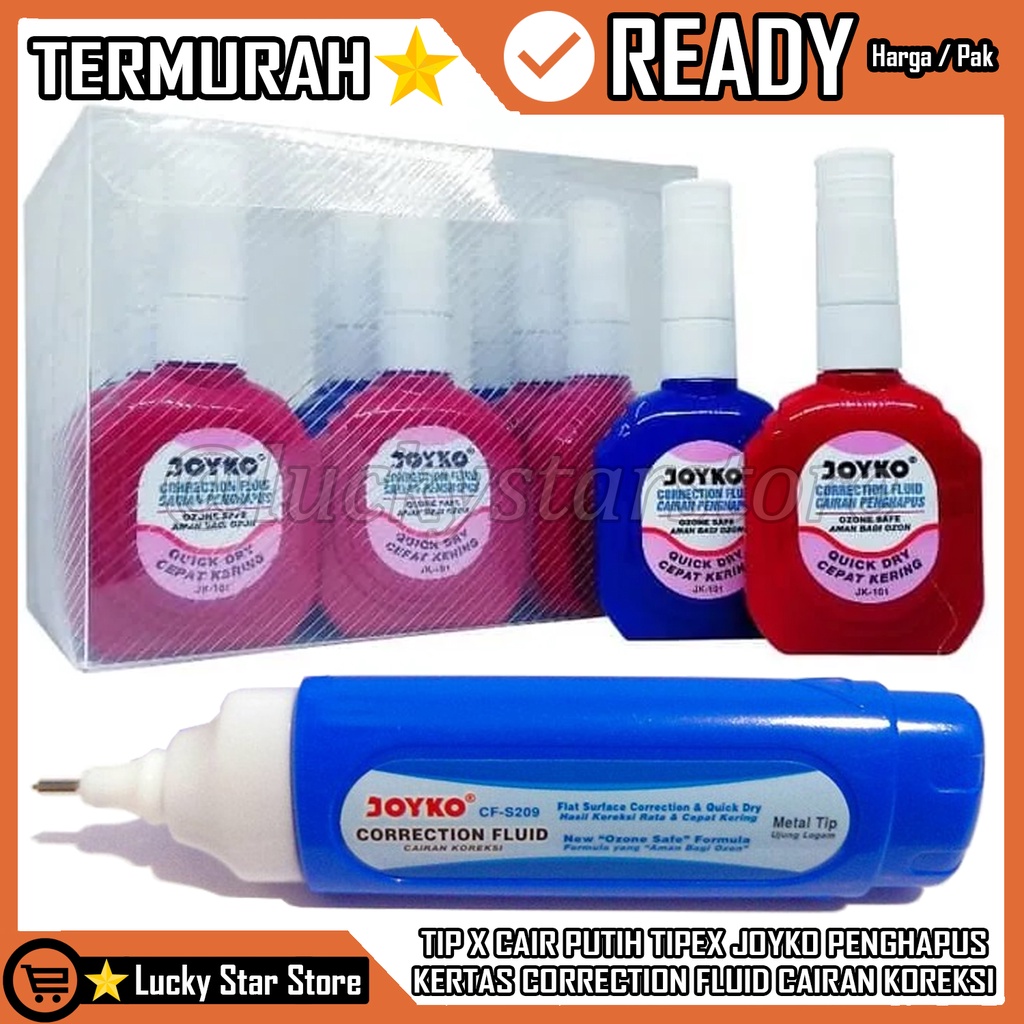 Jual TIPEX CAIR JOYKO JK 01 CF S209 CORRECTION FLUID 12 PCS TIP X METAL ...