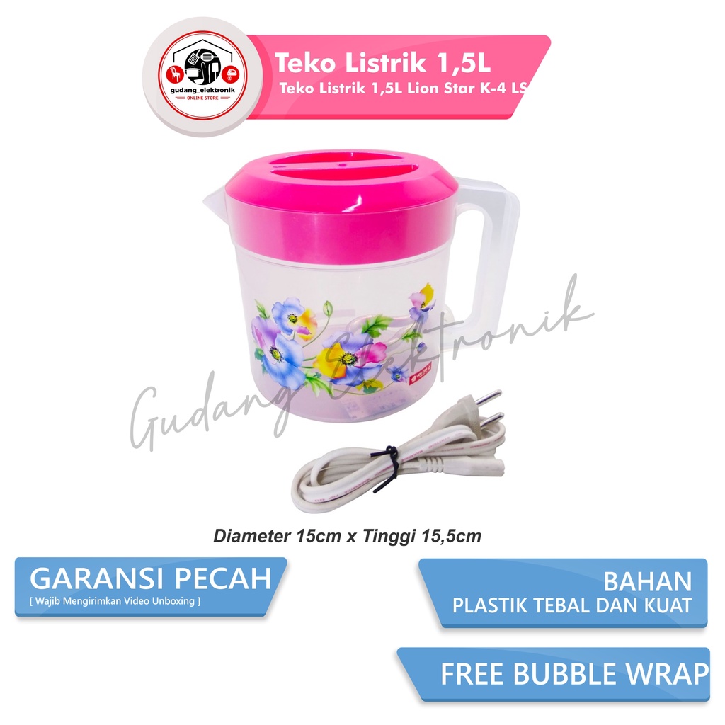 Jual Teko Listrik Lionstar Teko Ceret Air Listrik 1,5Liter Lion Star K-4 LS | Shopee Indonesia