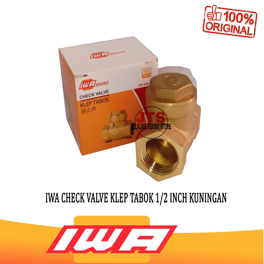 Jual IWA Check Valve 1/2 Inch Klep Tabok Neple Pipa Kuningan Untuk Air ...