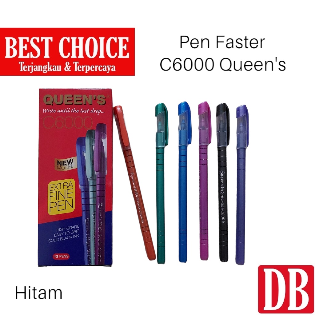 Jual Ballpoint / Pulpen Faster C6000 Queens Hitam (12 pcs) | Shopee ...