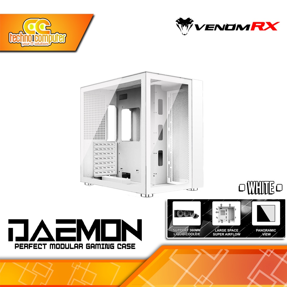Jual CASING VENOMRX DAEMON WHITE - Mid Tower ATX Case Tempered Glass ...