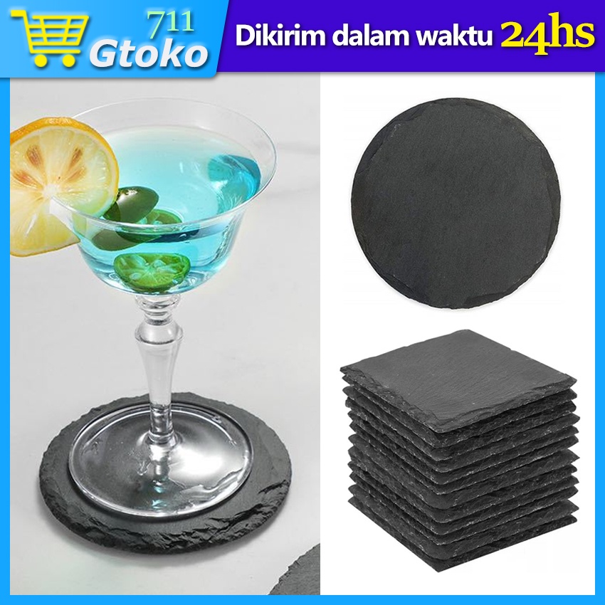 Jual Tatakan Gelas Batu Alam Natural Stone Slate Coaster Drink Coaster ...