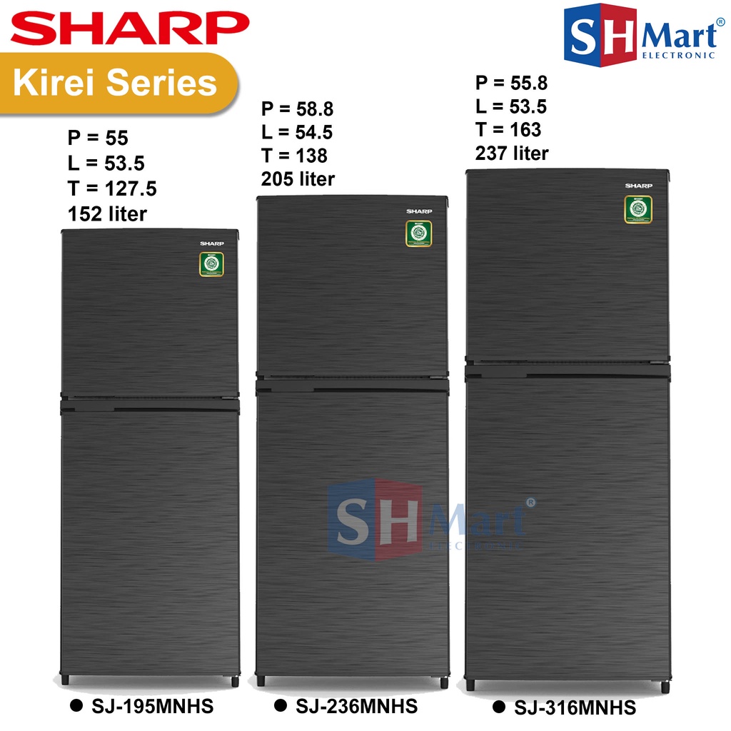 Jual KULKAS SHARP 2 PINTU SJ-195MN-HS / SJ-236MN-HS / SJ-316MN-HS LOW ...