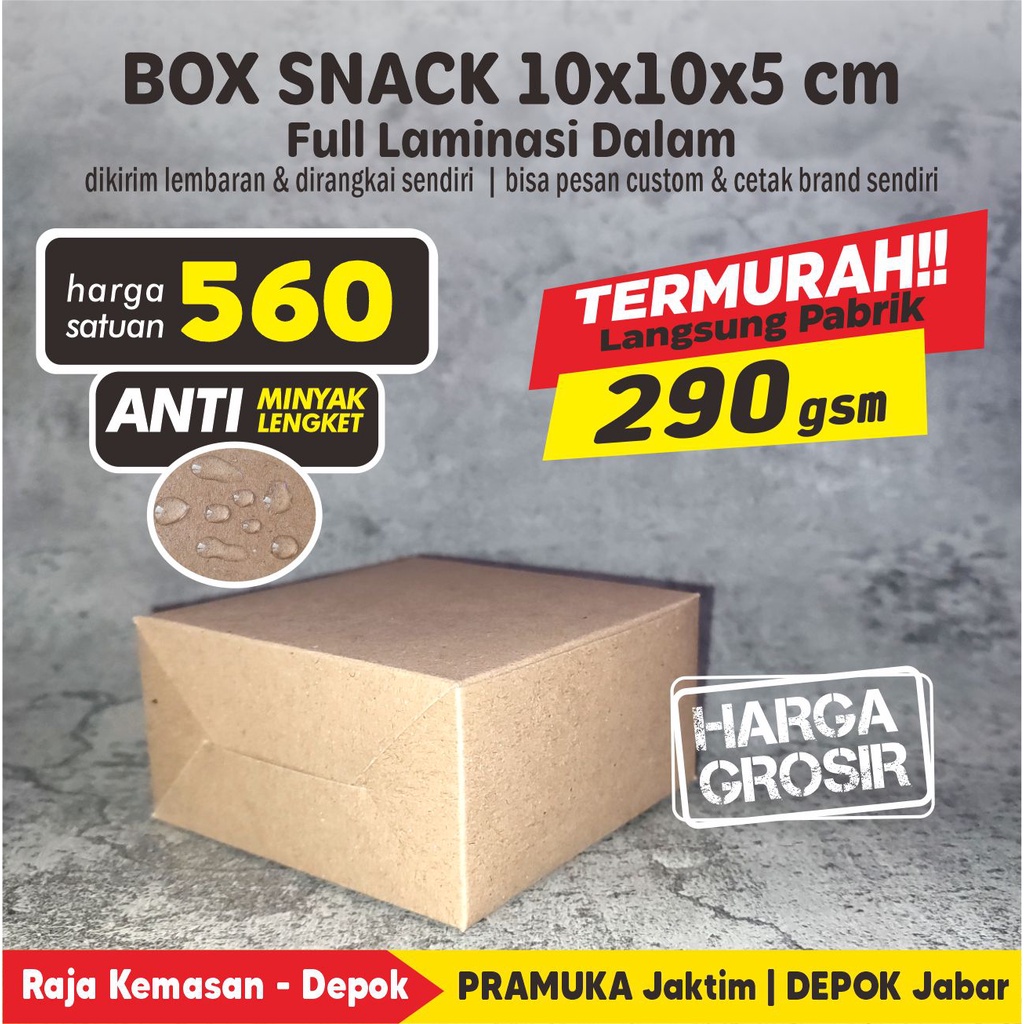 Jual Box Snack 10x10x5 cm Kraft Polos Laminasi | Shopee Indonesia