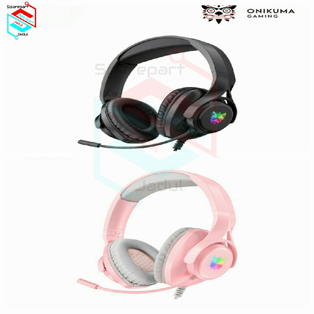 Jual Headphone Gaming Onikuma X16 Headset Game Hitam dan Pink RGB Over ...