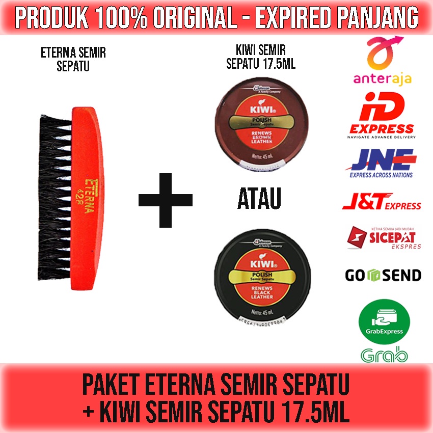 Jual PAKET ETERNA SEMIR SEPATU DAN KIWI SHOES POLISH 17.5ml HITAM COKLAT | Shopee Indonesia