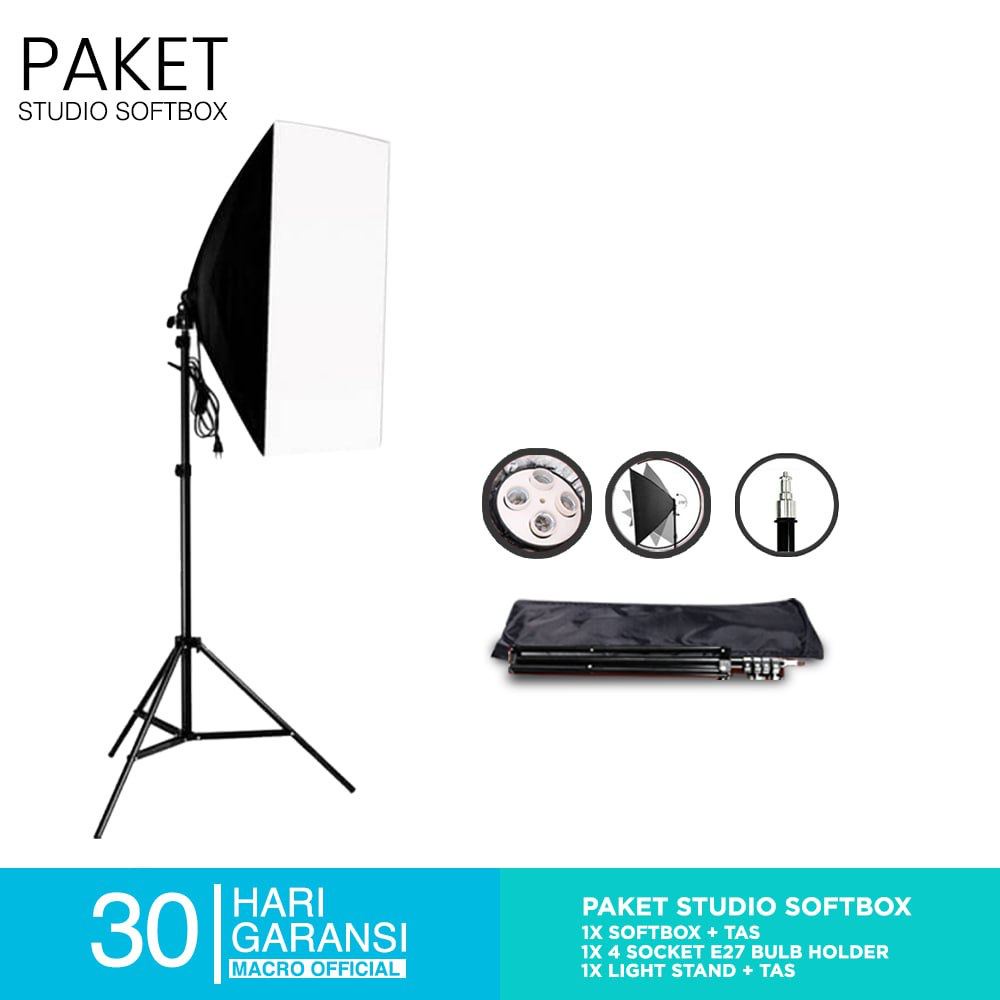 Jual Photo Studio 4 Socket Lamp Holder with Softbox 50x70cm + Stand ...