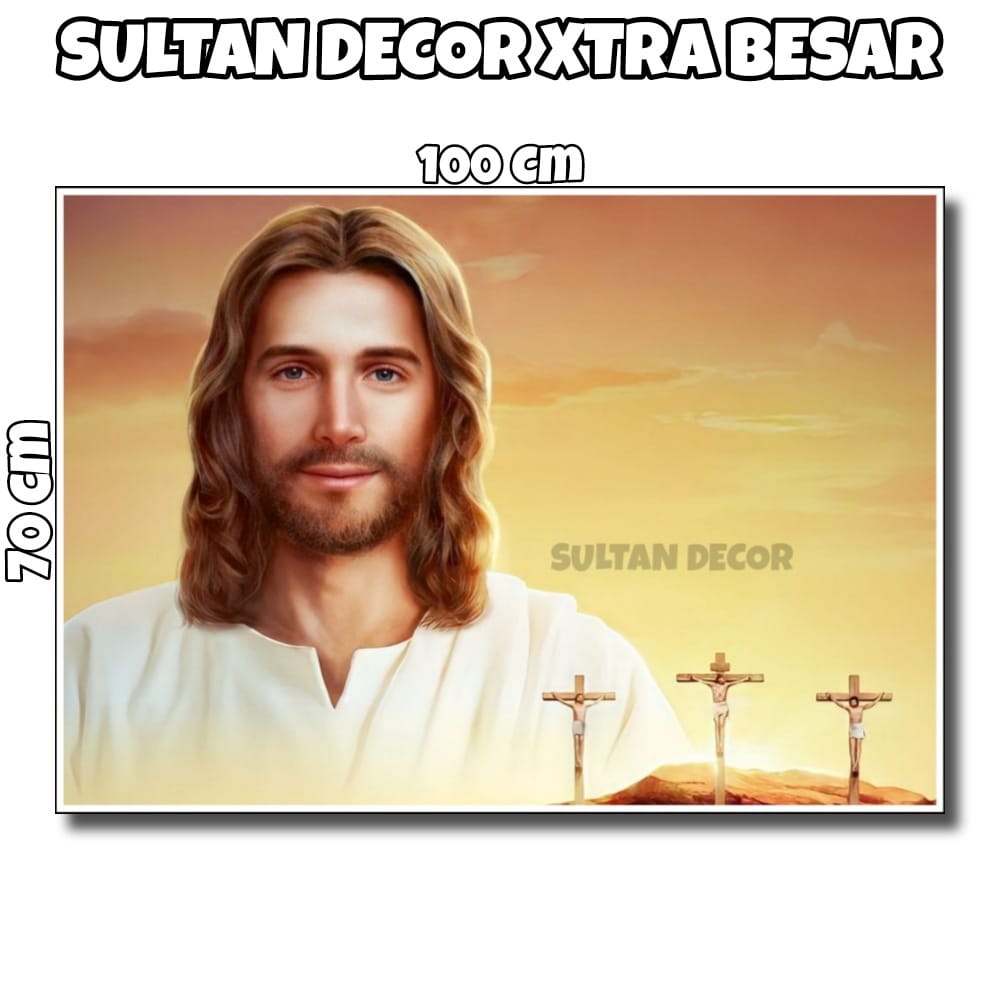 Jual LUKISAN POSTER CETAK YESUS JUMBO 3D XTRA BESAR UKURAN 100X50CM ...